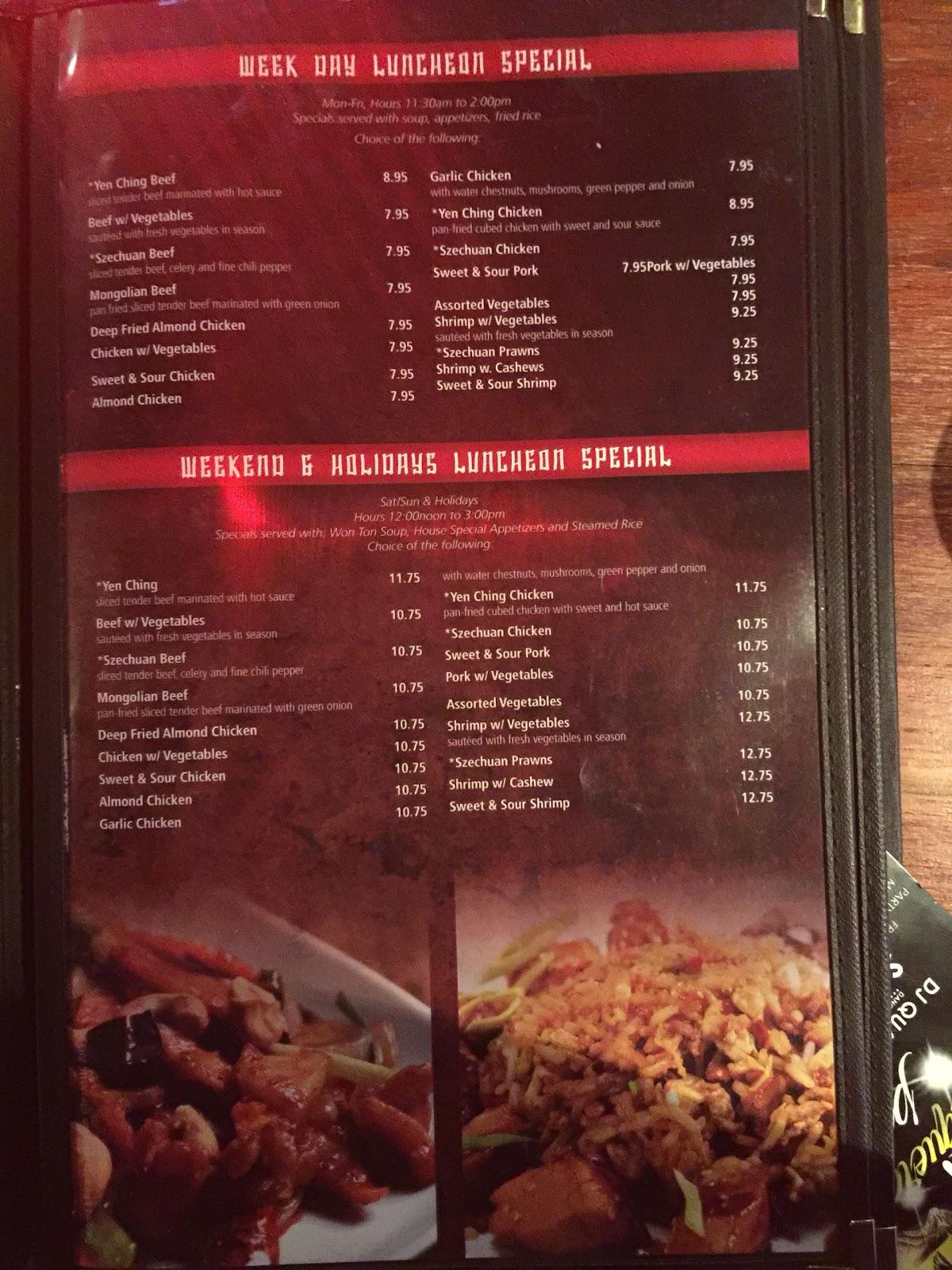 Menu at Yen Ching Restaurant, Lakewood