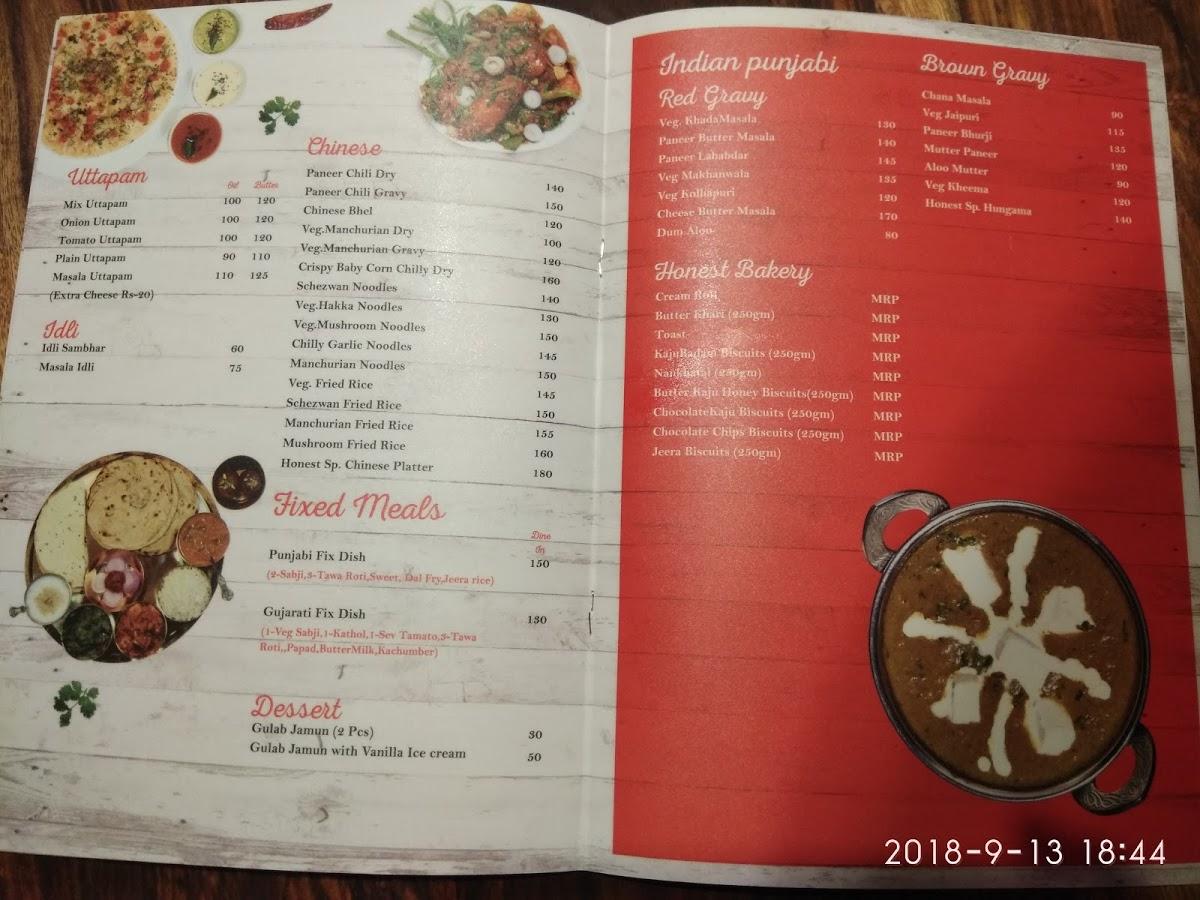 Menu at Honest Restaurant, Sanand, Sanand - Sarkhej Rd