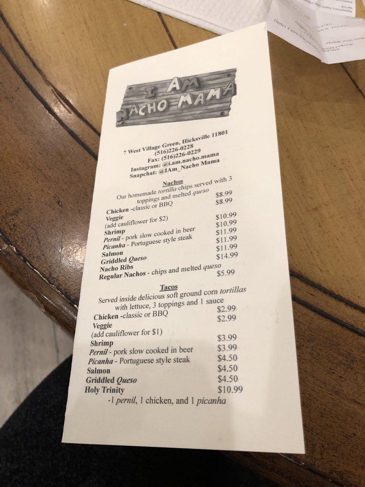Menu at I Am Nacho Mama desserts, Hicksville