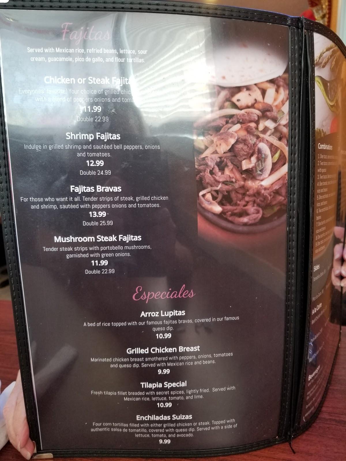 Menu at Lupitas Mexican Restaurant, Kennett