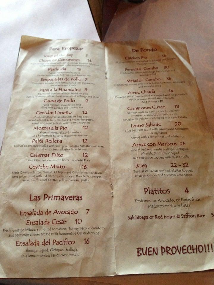 Menu at Pio Pio 2 restaurant, New York City, 84-02 Northern Blvd