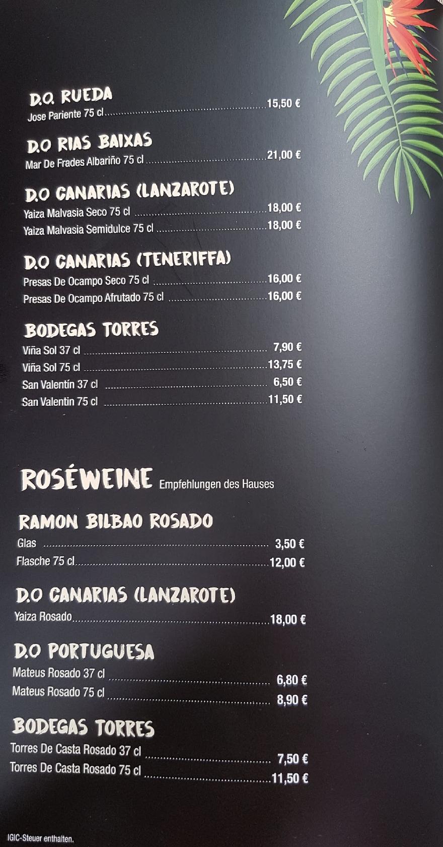 Menu at Restaurante Patio, Spain, Unnamed Road