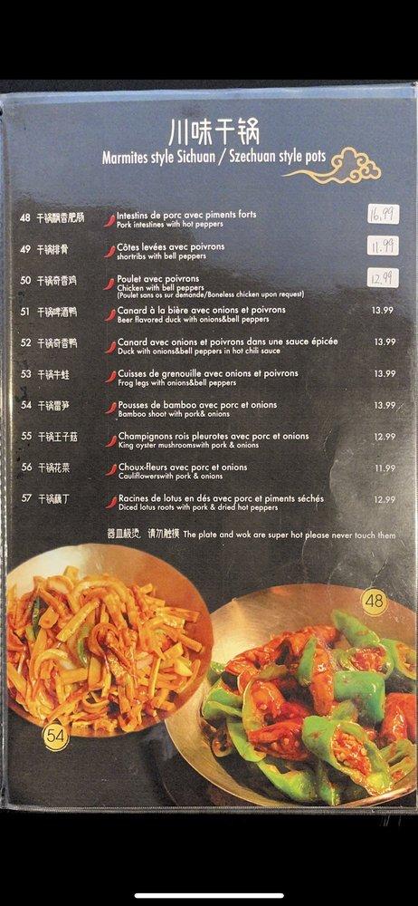 Menu at Tian Fu Restaurant, Brossard
