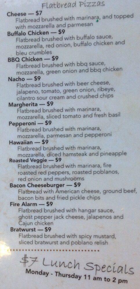 Menu at Hangar 24 Lake Havasu pub & bar, Lake Havasu City