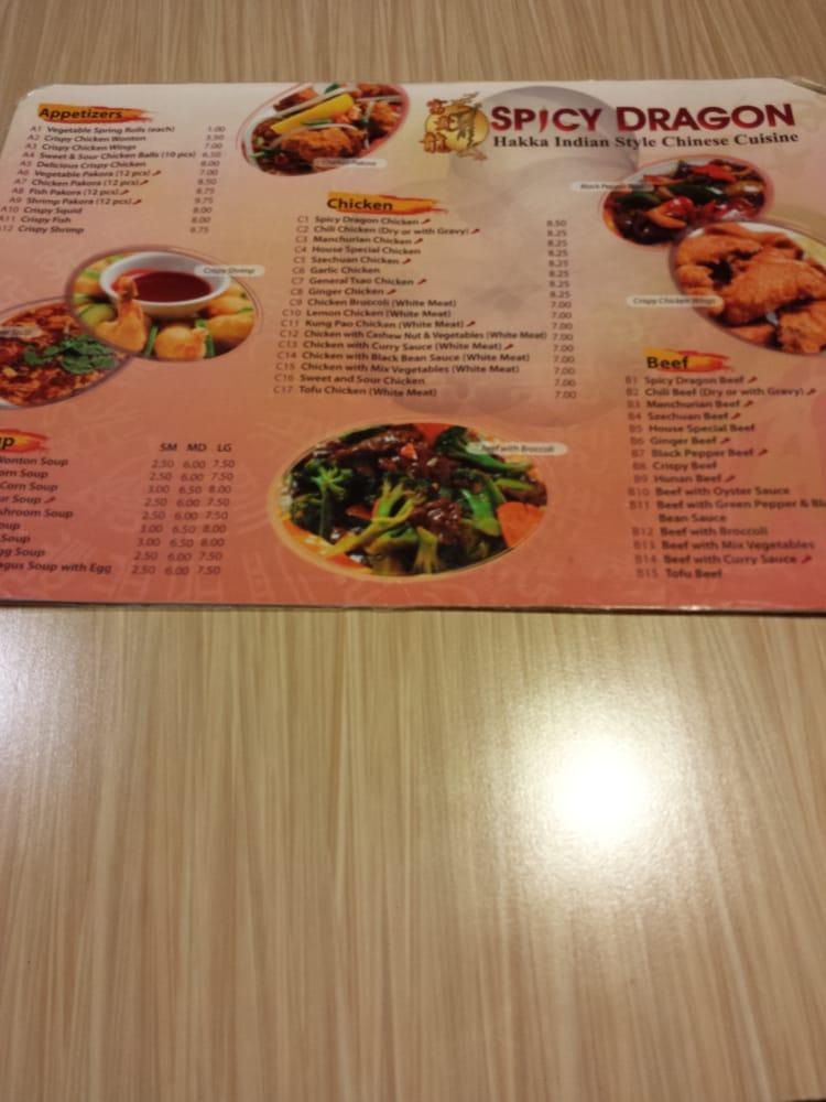 Menu au Spicy Dragon restaurant, Pickering, Kingston Rd