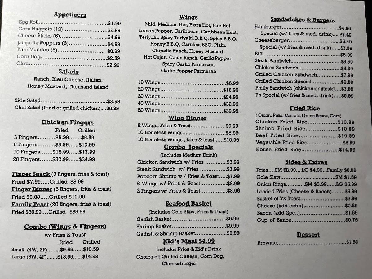 Menu at Dixie Wings restaurant, Phenix City, Lee County Rd 240