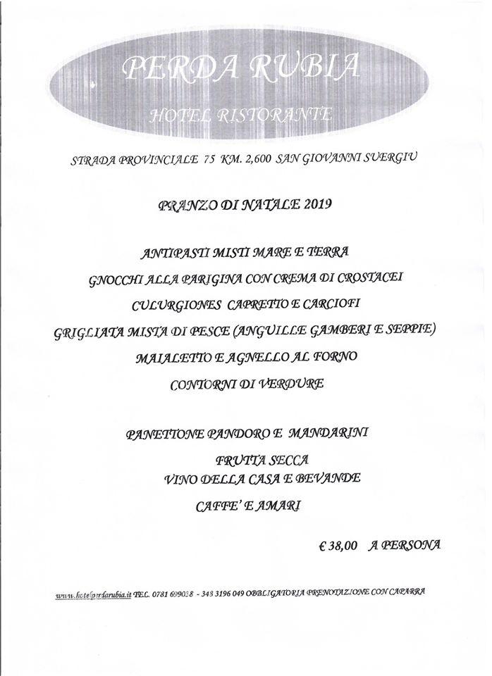 Menu at HOTEL PERDA RUBIA restaurant, San Giovanni Suergiu