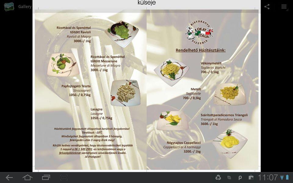 Menu at Okay Italia Szt. István krt restaurant, Budapest, Szent István ...