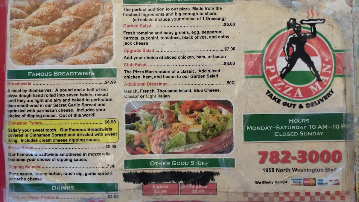 Menu at Pizza Man pizzeria, North Ogden, N 400 E St