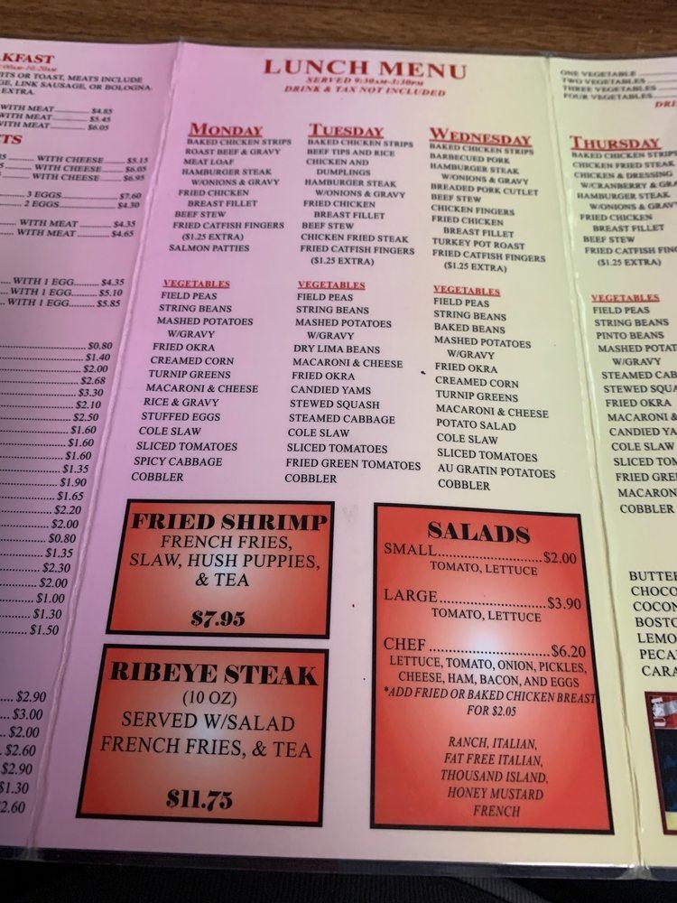 Menu at City Cafe, Northport
