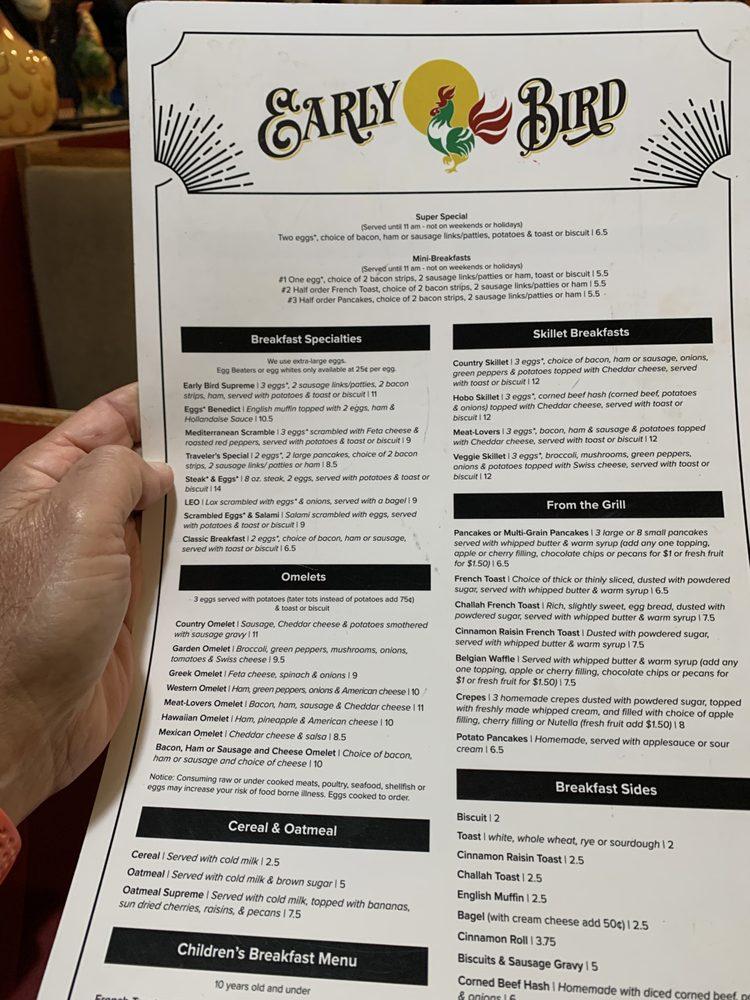 Menu at Early Bird Cafe, Keego Harbor