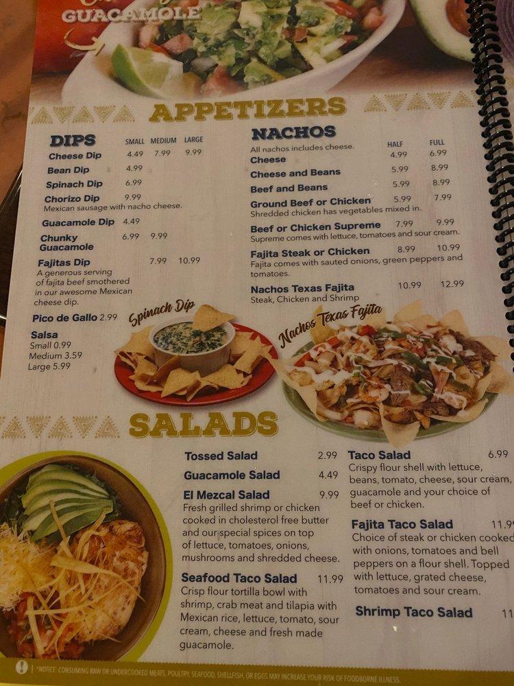 Menu at El Mezcal Mexican Restaurant and Tequila bar, Pooler