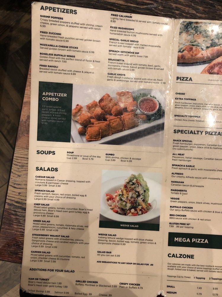 Menu at Pizza Shack pizzeria, Montgomery, Stewart Creek Rd