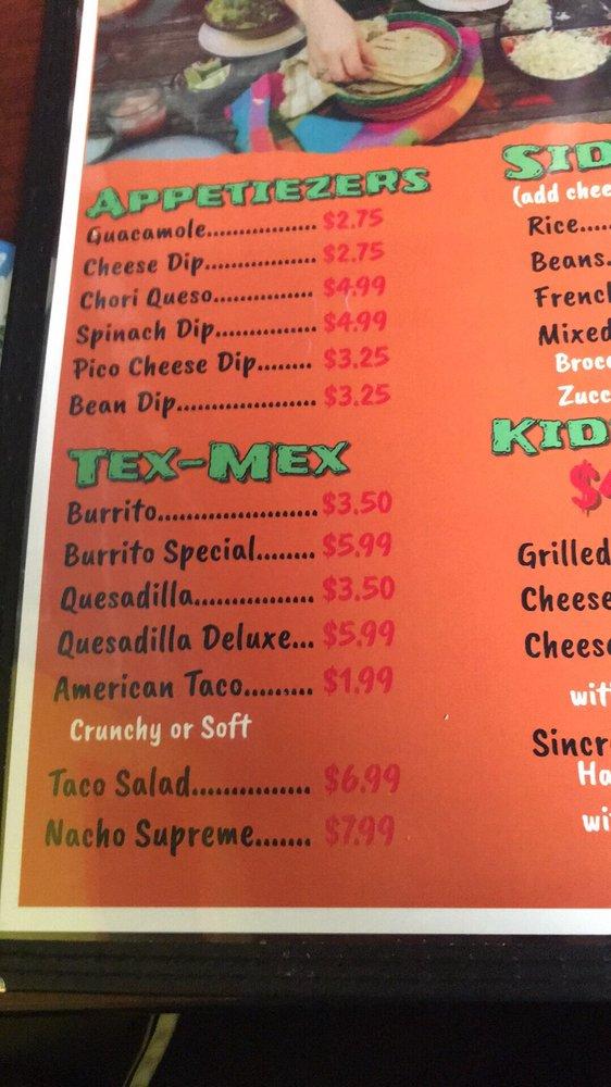 Menu at Taqueria Lou Lou restaurant, Nutter Fort, Buckhannon Pike