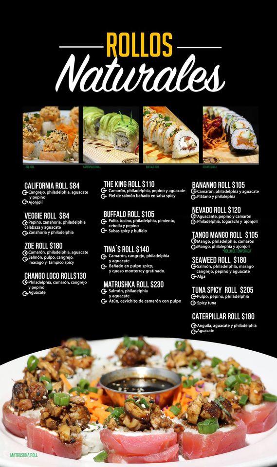 Menu at Yummy Yum Sushi restaurant, Rosarito, Plaza Pabellon Rosarito