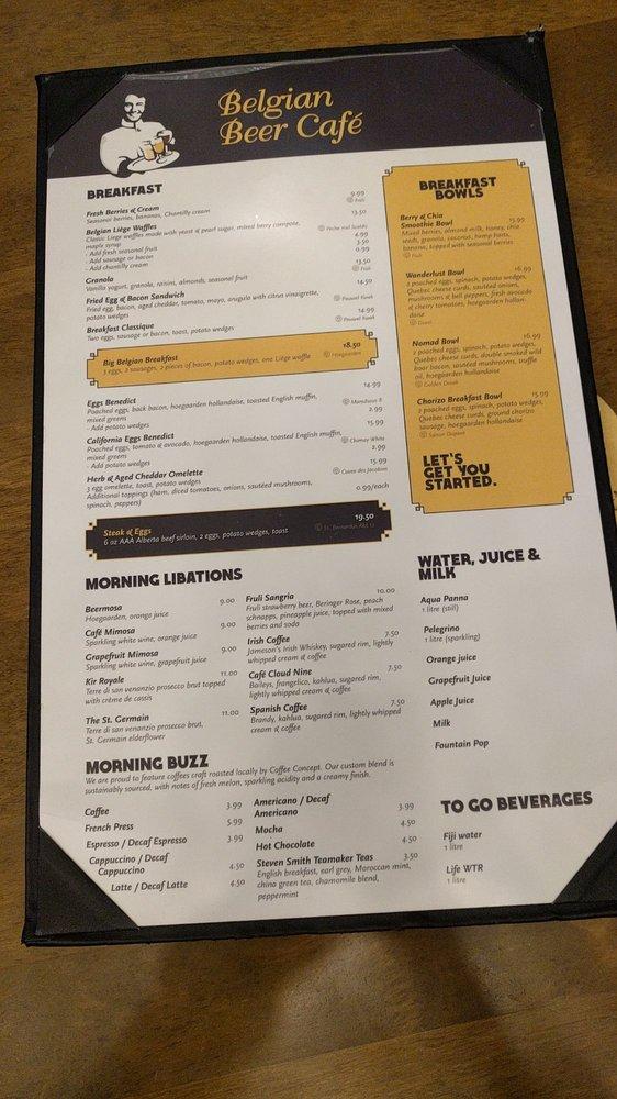 Menu at Belgian Beer Cafe, Calgary, Airport Rd NE E