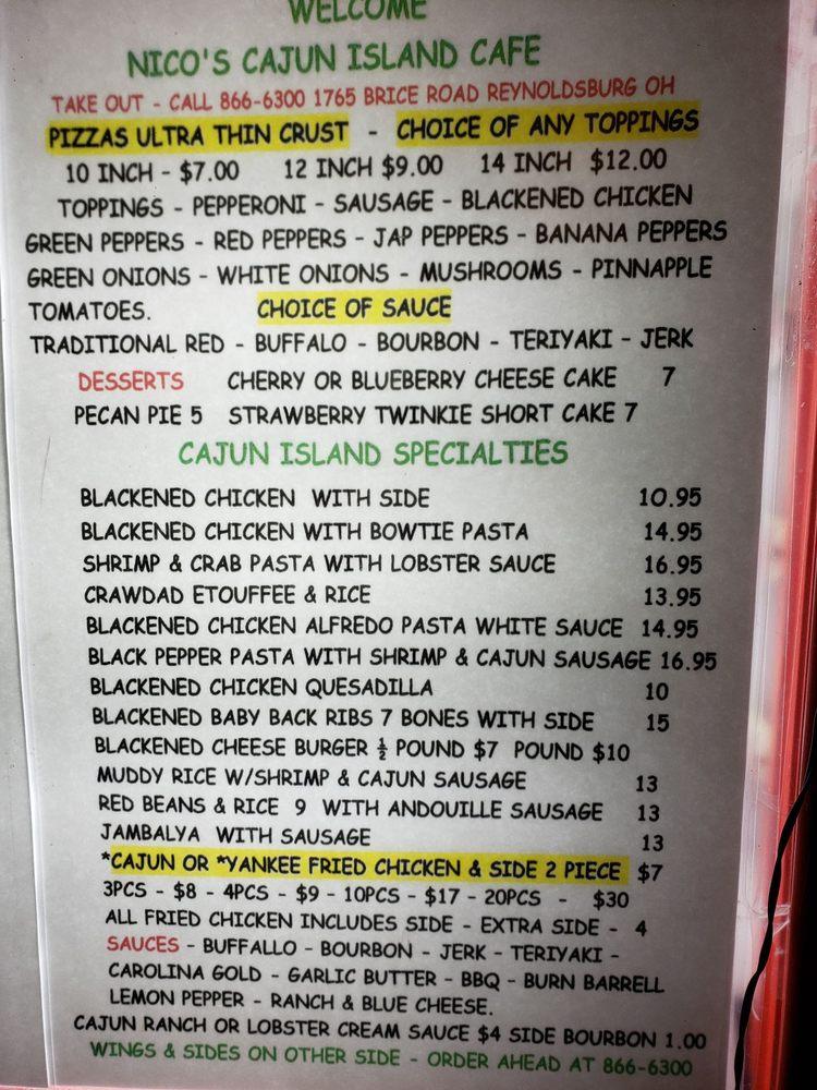 Menu at Cajun Island restaurant, Reynoldsburg, Brice Rd