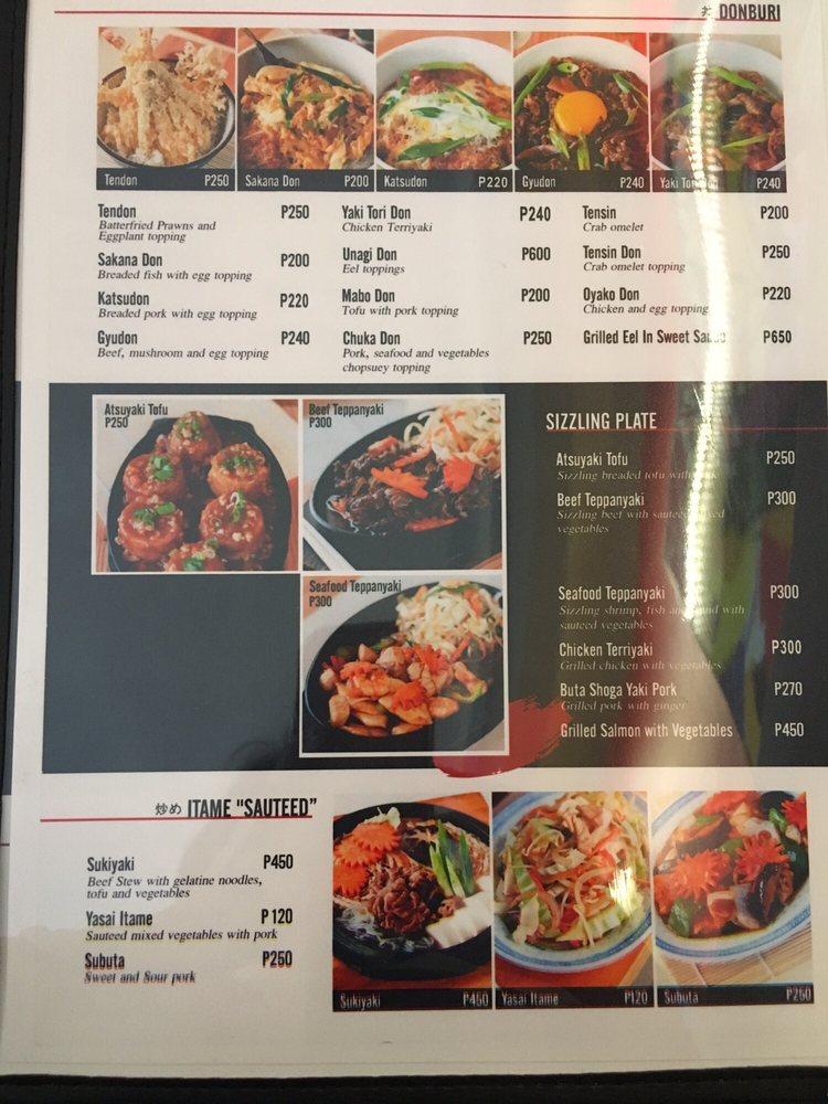 Menu at Tadakuma restaurant, Davao City, 3H5Q+G8J