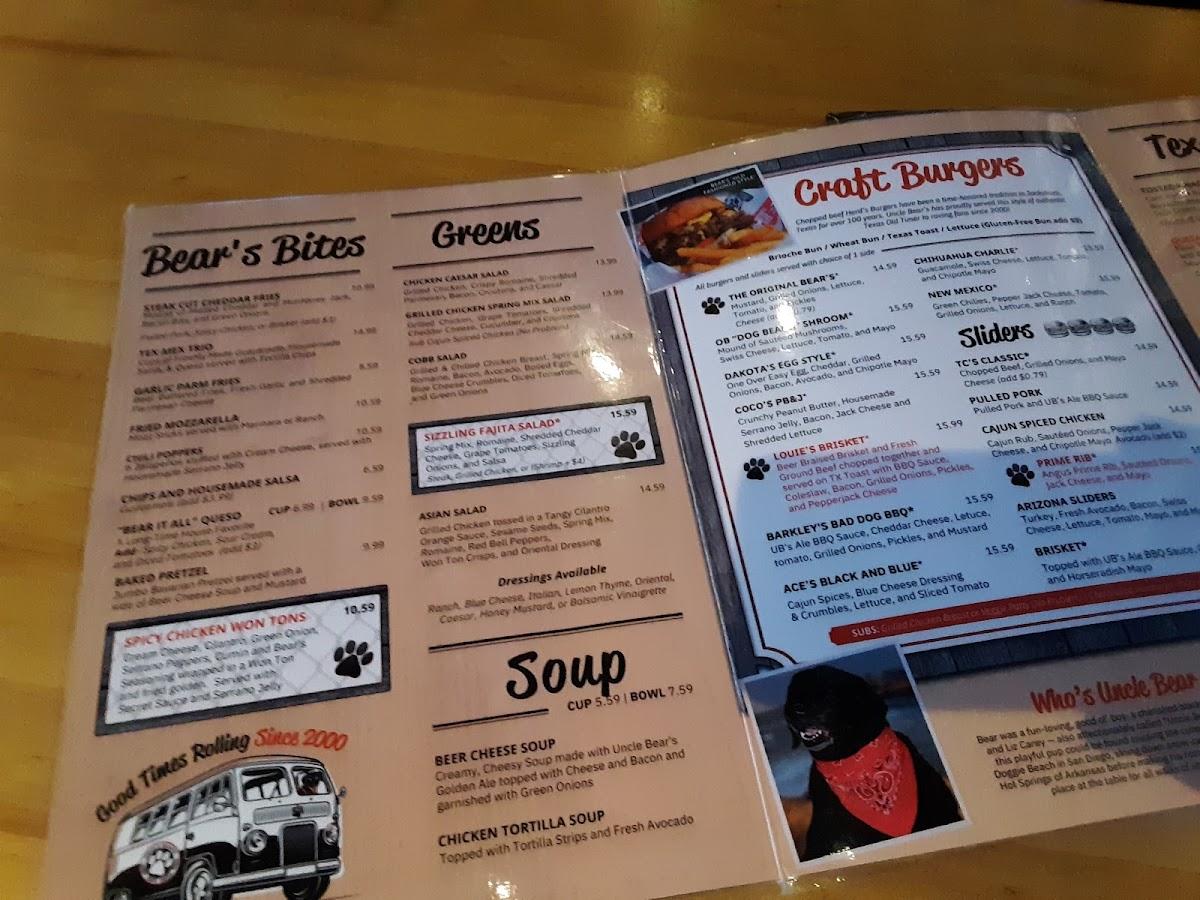 Menu at Uncle Bear's Grill & Tap - Baseline pub & bar, Mesa, E Baseline ...