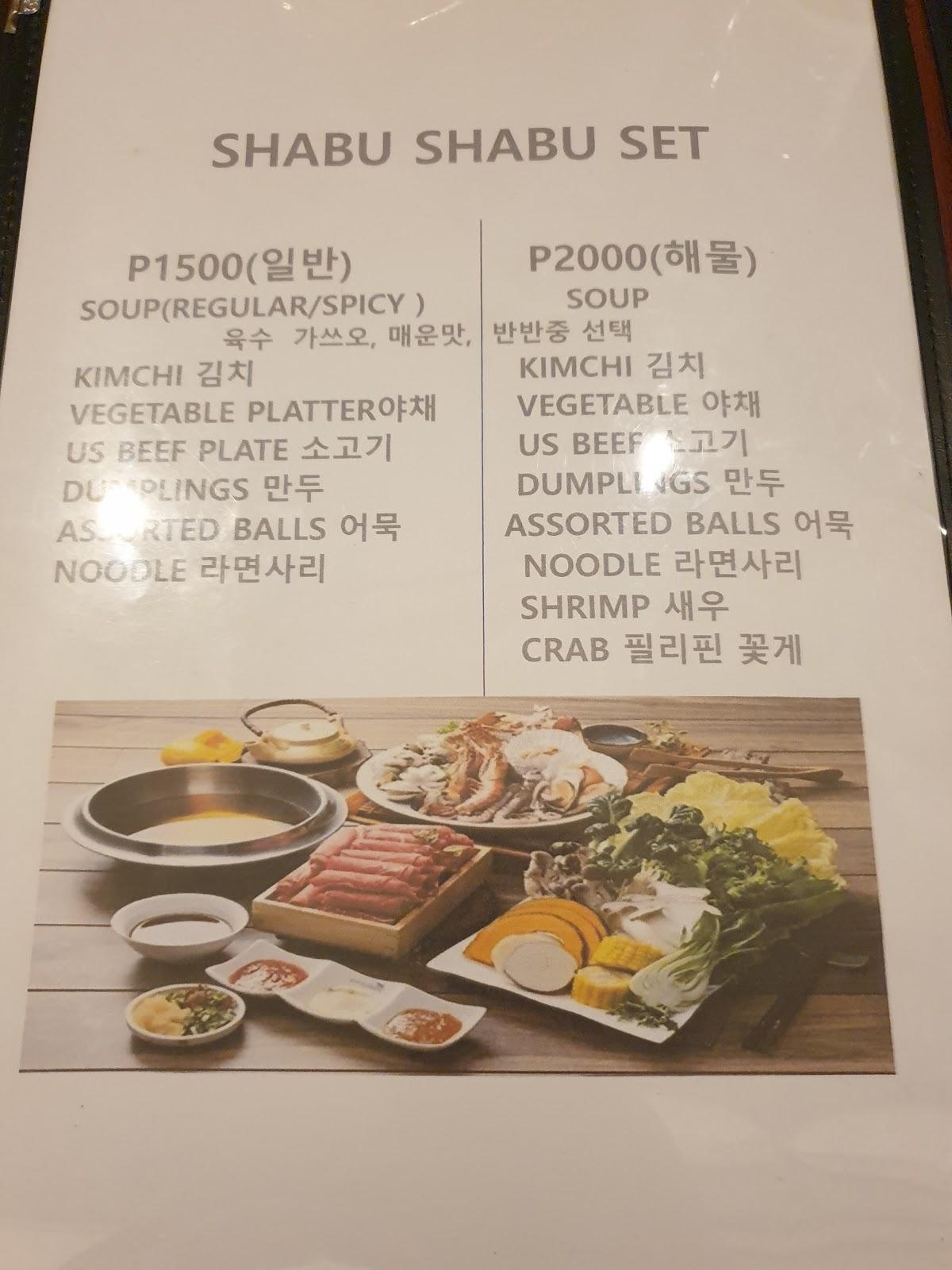 Menu at Yuki restaurant, Lapu-Lapu City