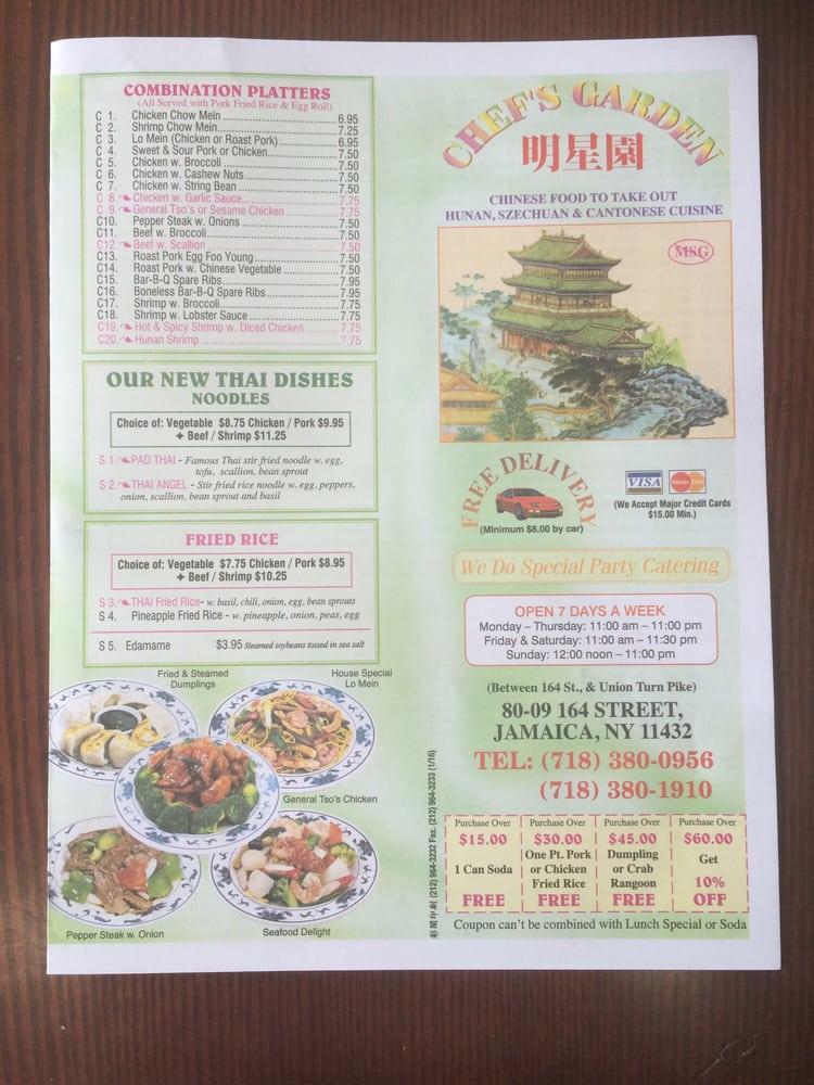 Menu at Chef's Garden restaurant, New York City