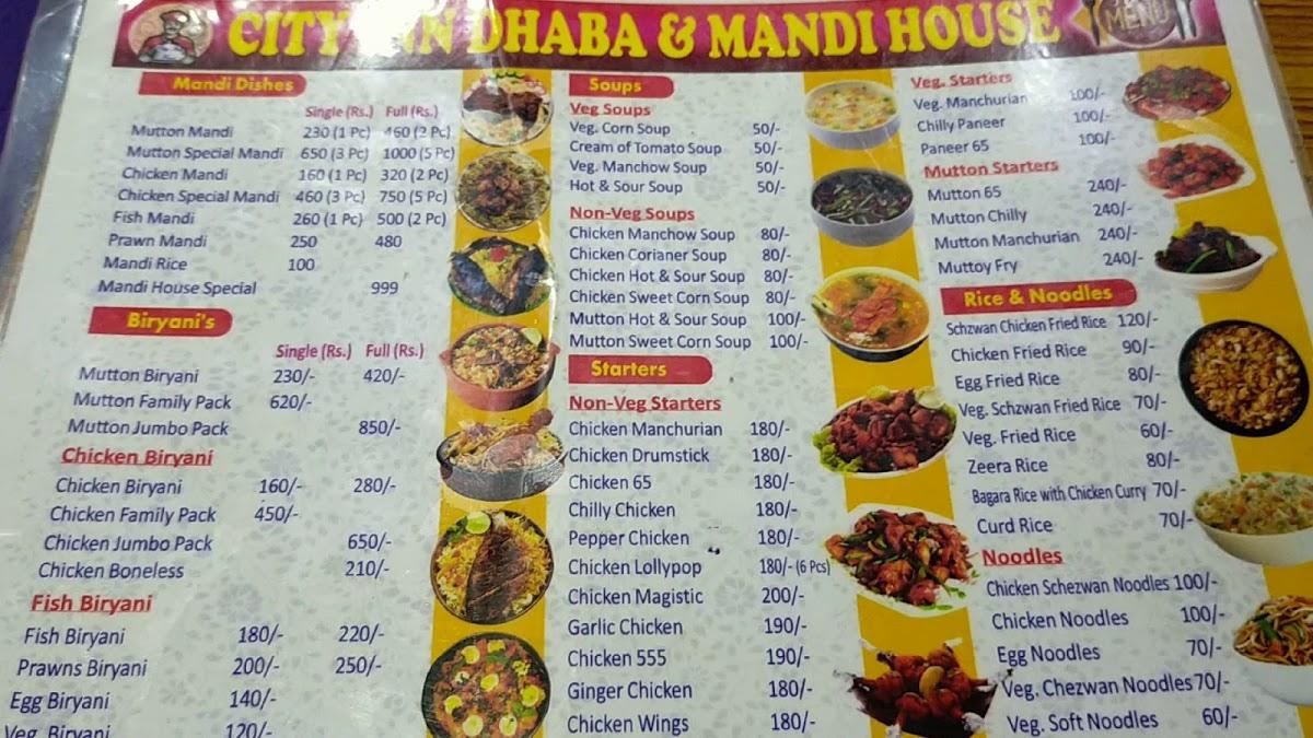 Menu at City Inn Dhaba & Mandi House, Karimnagar