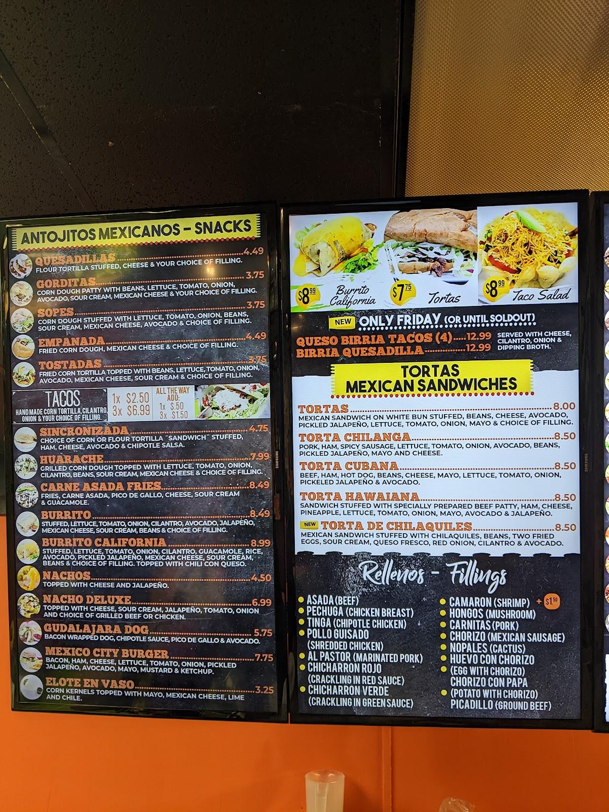 Menu at El Taco Shop restaurant, Mocksville
