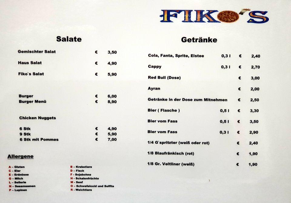 Speisekarte von Fiko Pizza&Kebap, Sierning