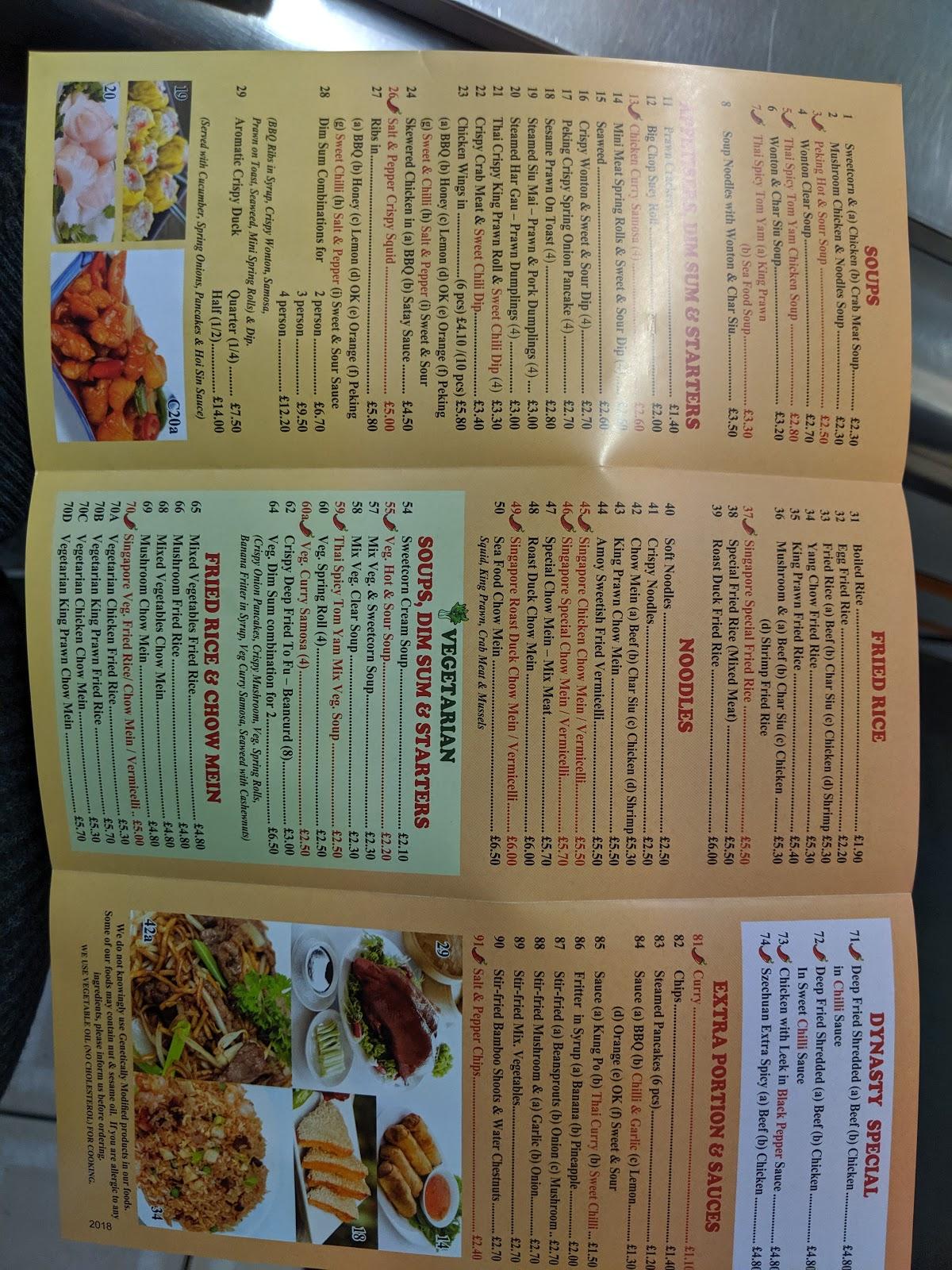 Menu at Ming Dynasty Takeaway fast food, Manchester, 237 Talbot Rd