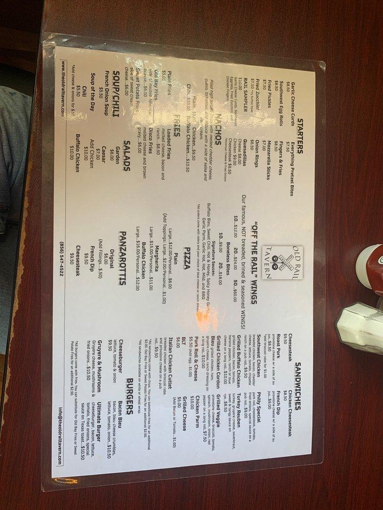 Menu at Old Rail Tavern pub & bar, Barrington