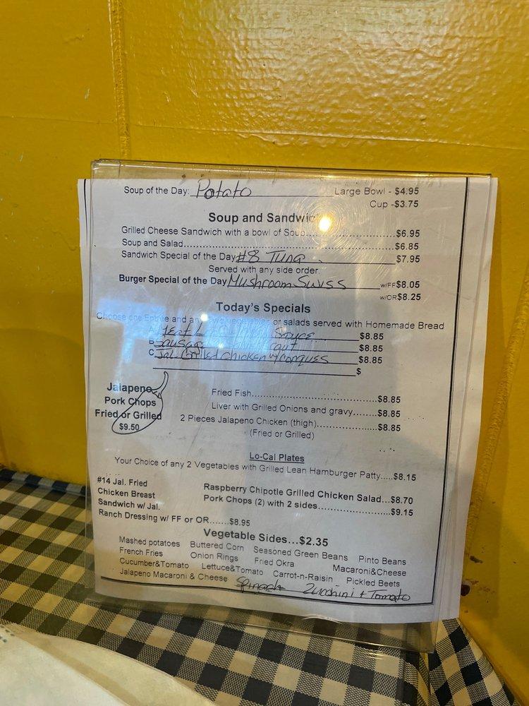 Menu at Radicke's Bluebonnet Grill restaurant, San Antonio