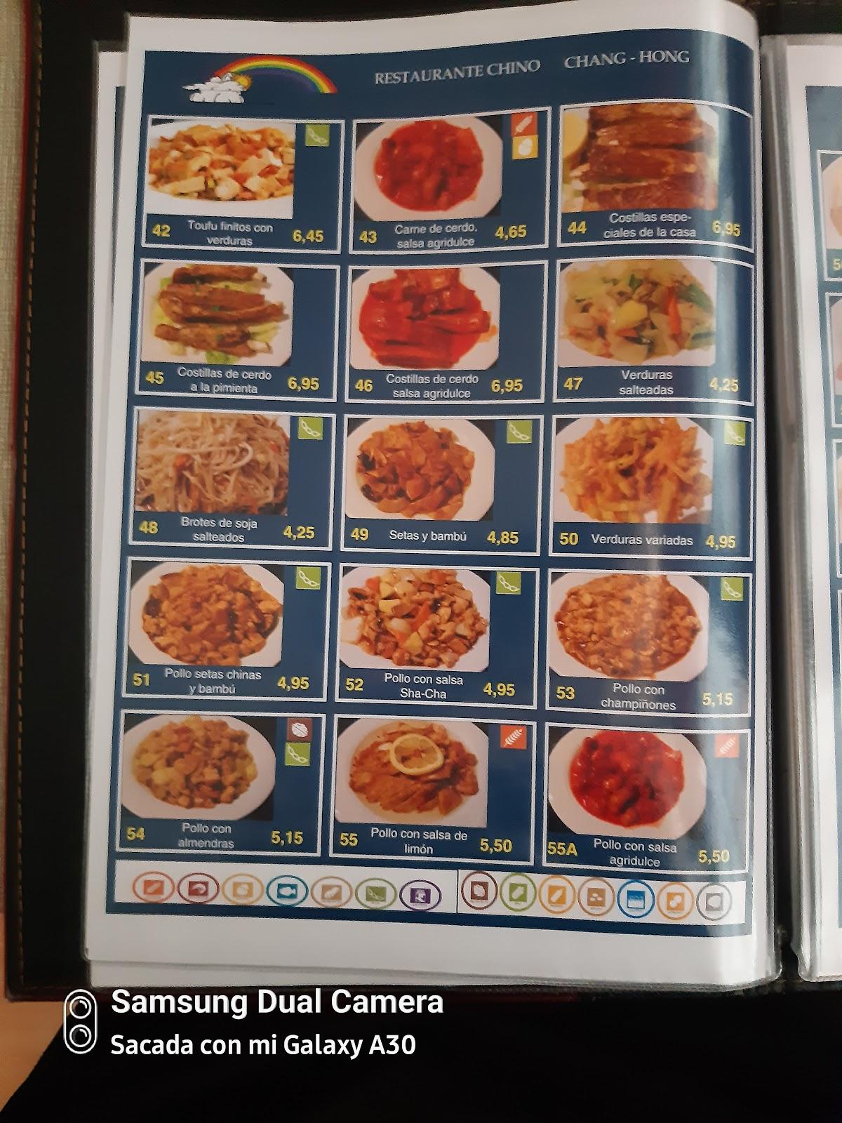 Carta de Restaurante Chino Chang Hong, Port Saplaya, Passeig de Lluís ...