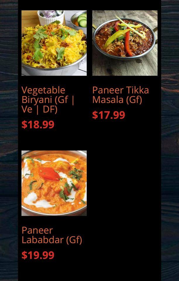 Menu at Flame Indian Restaurant, New Plymouth, 151 Devon St E