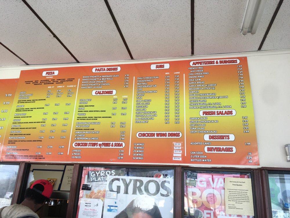 Menu at Phat Phillies pizzeria, Petersburg