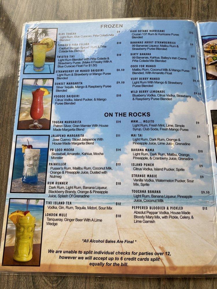 Menu at Toucan's Lakefront pub & bar, Mooresville