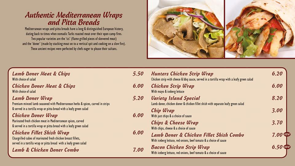 Menu at Variety Island fast food, Mansfield