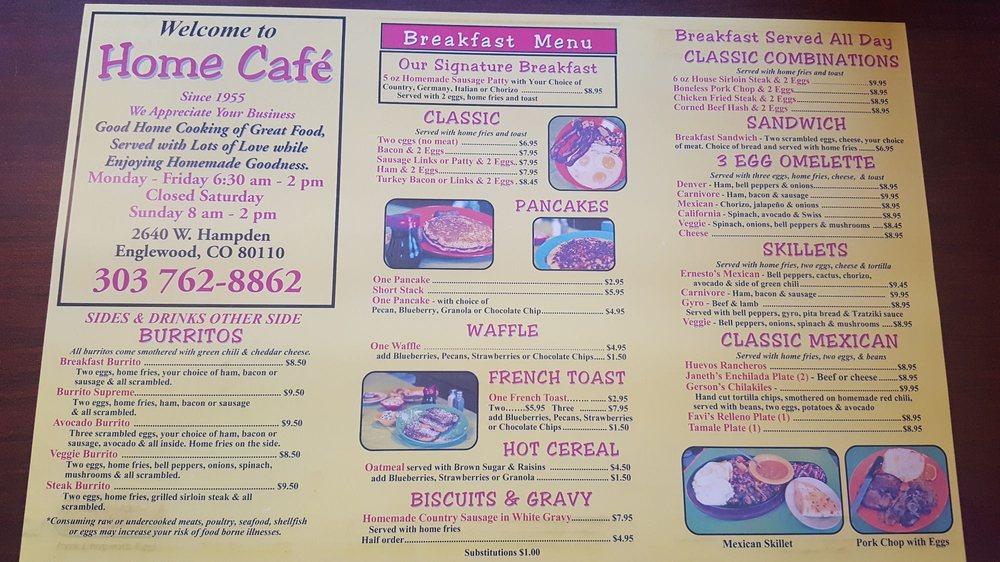 Menu at Home Cafe, Englewood, W Hampden Ave