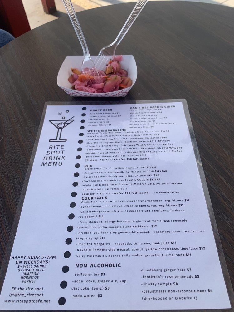 Carta de Rite Spot Cafe, San Francisco