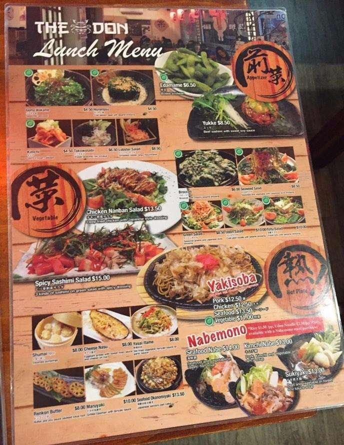 Menu at The Don restaurant, Auckland, 47 High St