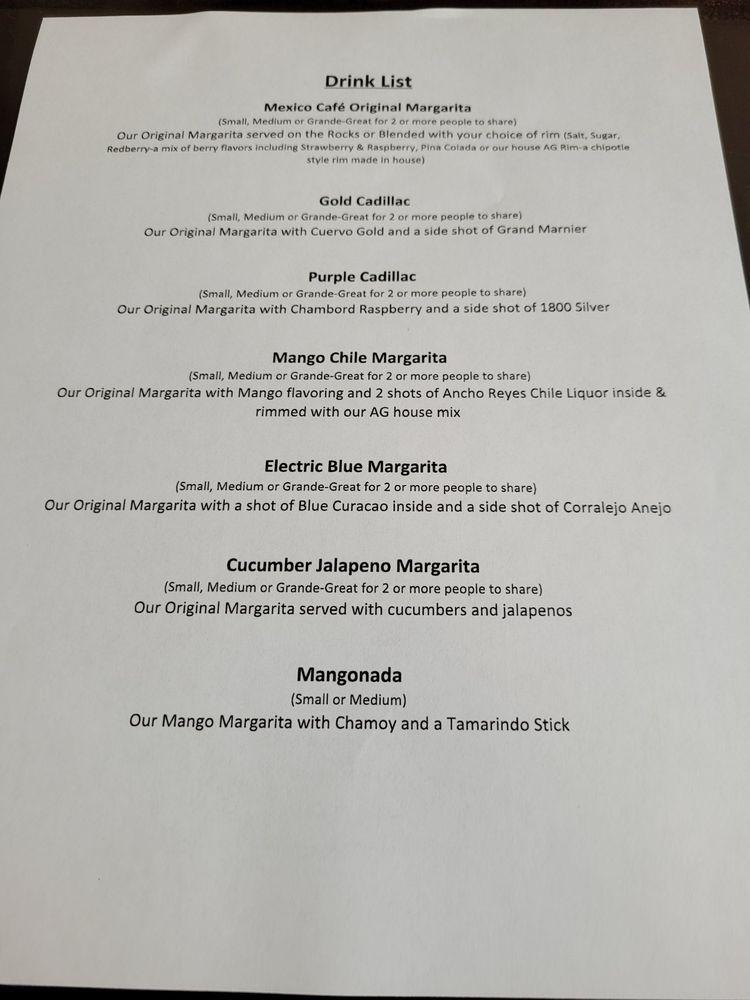 Menu at The Mexico Cafe Temecula, Temecula, Pechanga Pkwy
