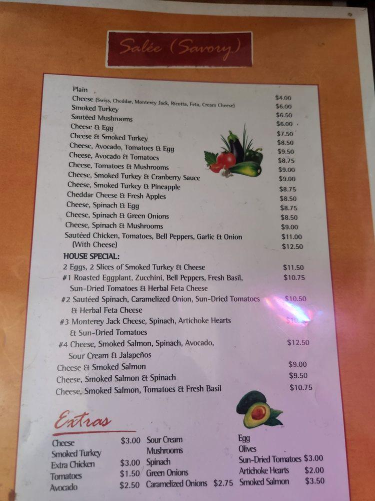Menu at Crêpes Ooh La La restaurant, Walnut Creek