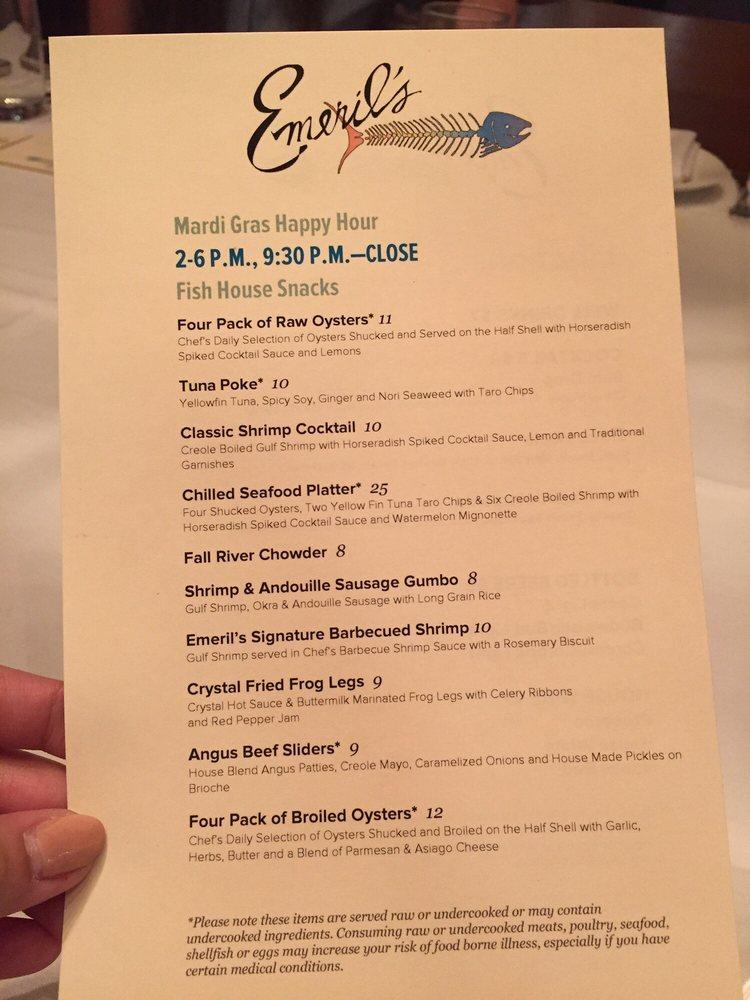 Menu at Emeril's New Orleans Fish House pub & bar, Las Vegas