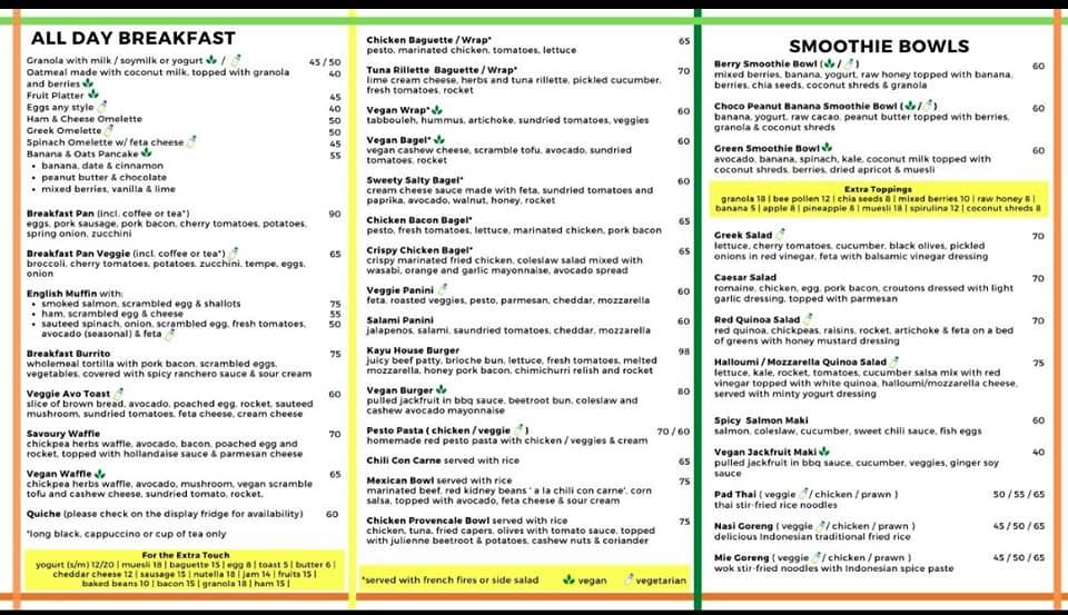 Menu at Kayu Cafe and Restaurant, Gili Indah