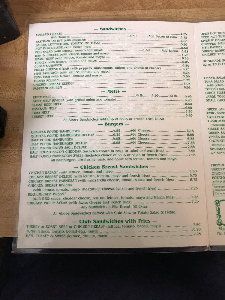Menu at Riviera Restaurant, Tampa