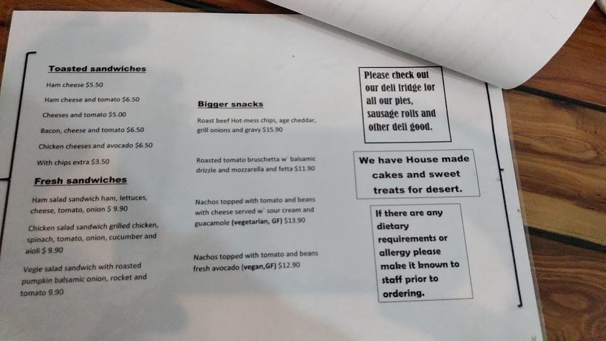 Menu At BT Dubs Cafe Warburton
