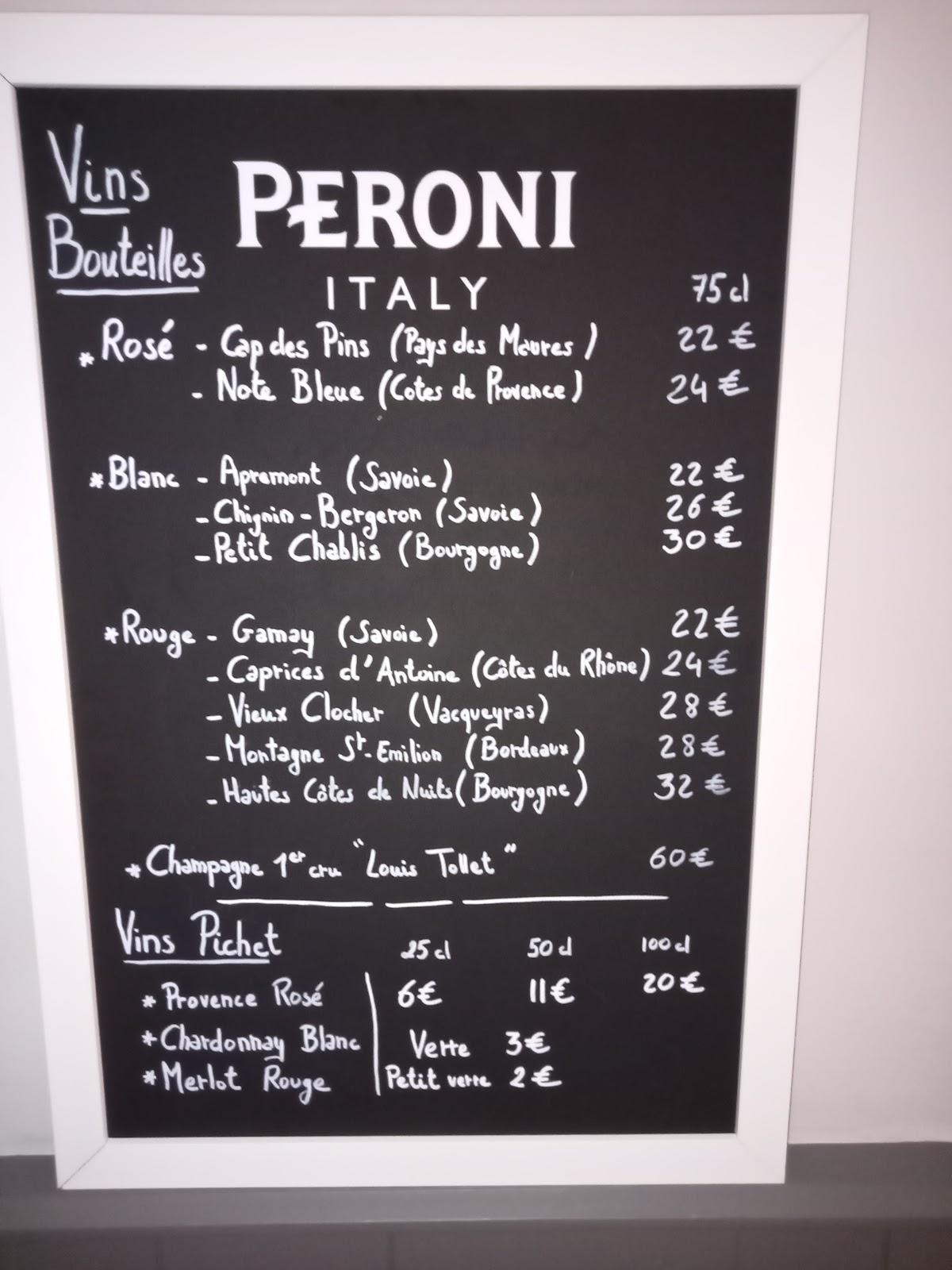 Menu at Nul Bar Ailleurs, Bogève