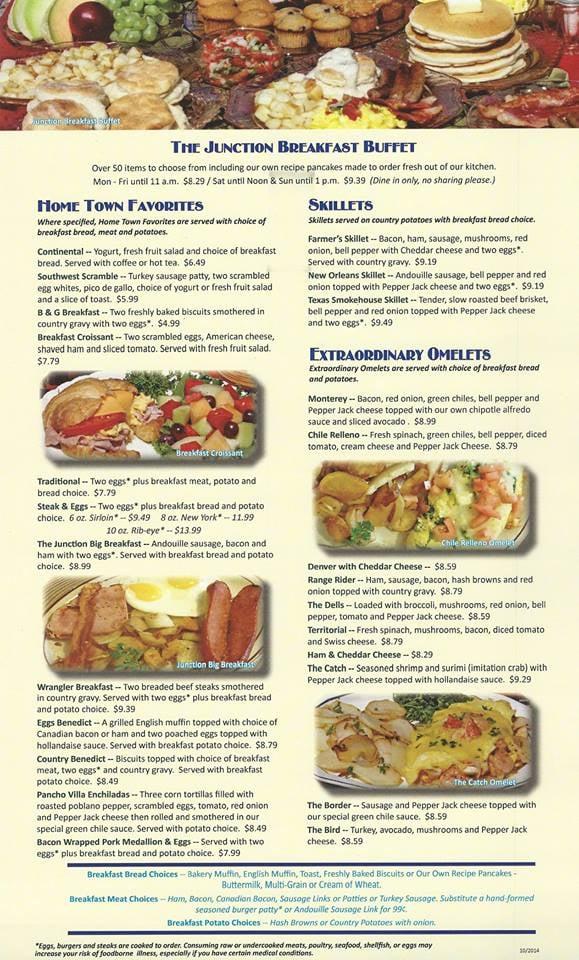 Menu at Prescott Junction restaurant, Prescott