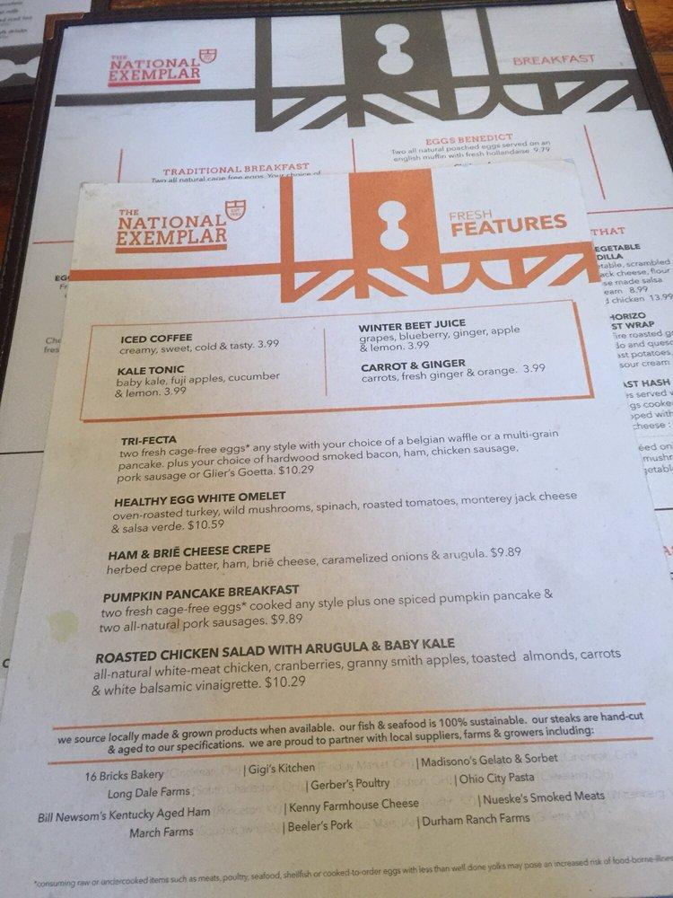 Menu at The National Exemplar pub & bar, Cincinnati