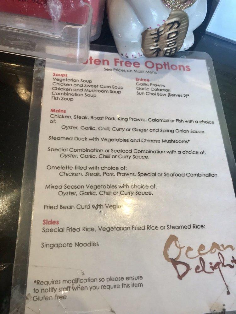Menu at Ocean Delight Chinese Restaurant, Ocean Grove