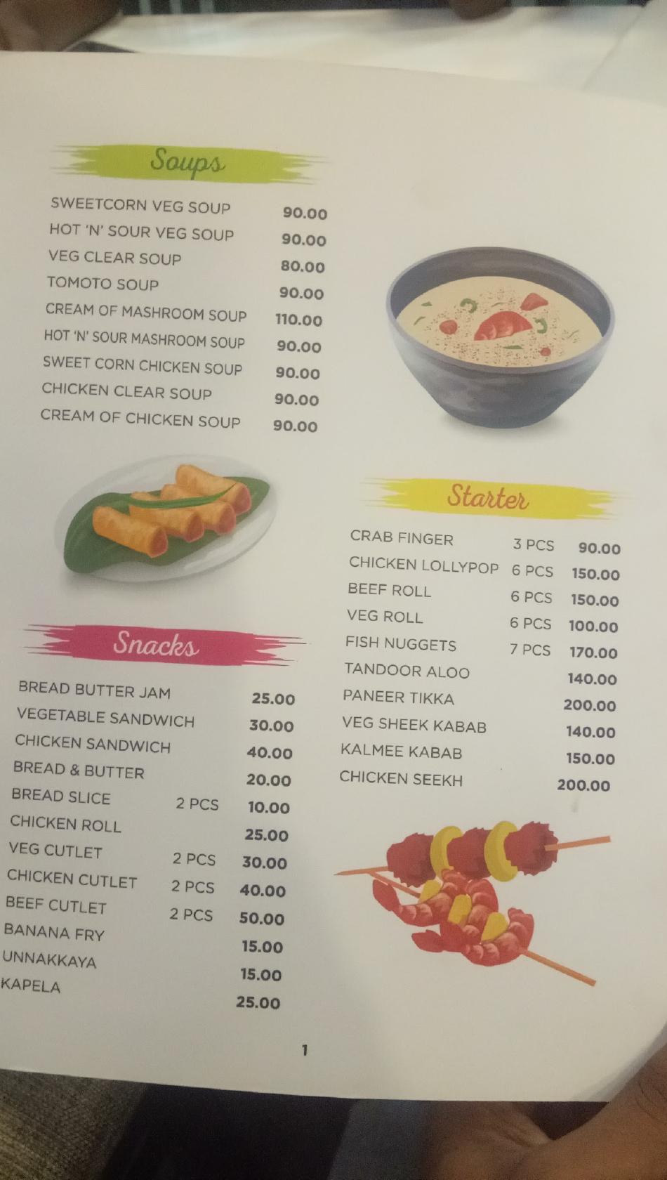 Menu at Aliya Kohinnoor Restaurant, Thrissur
